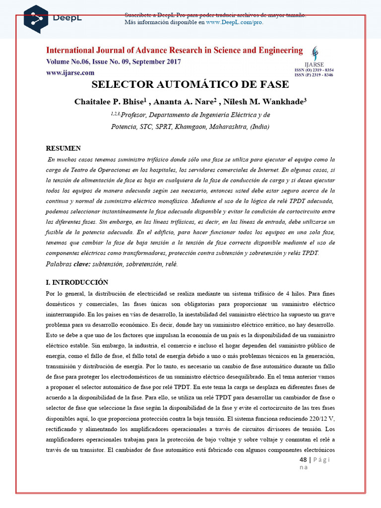 02 - Automatic Phase Selector (Es) | PDF | Relé | Amplificador operacional