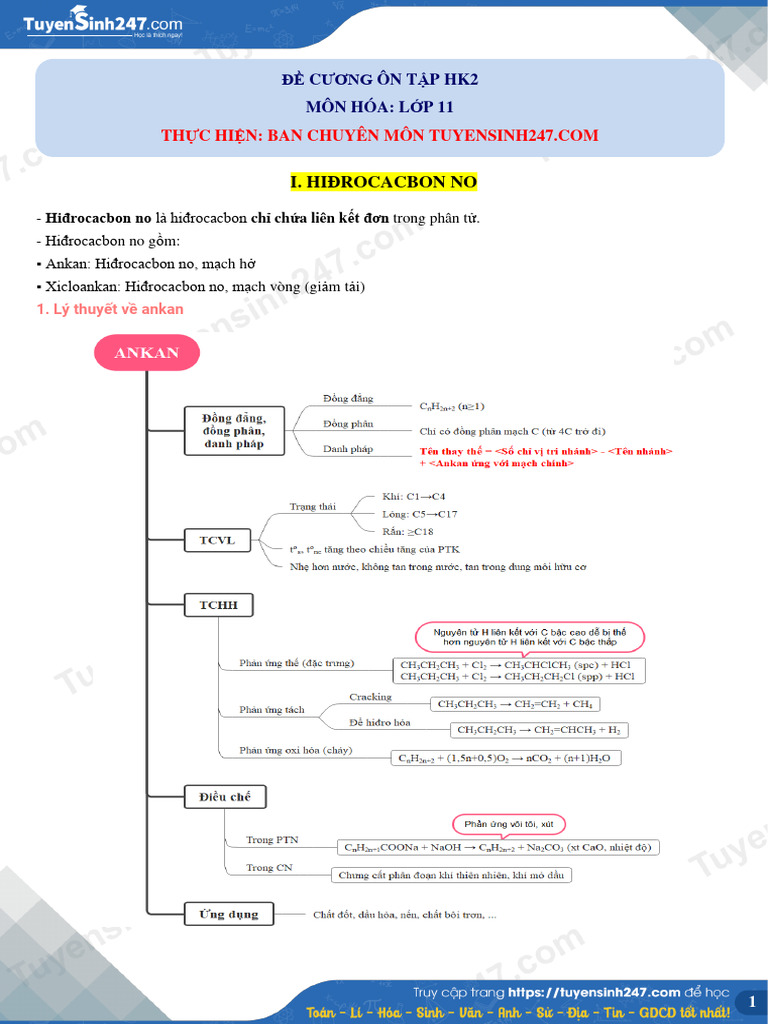 Đề cương môn Hóa - H11 - HKII | PDF