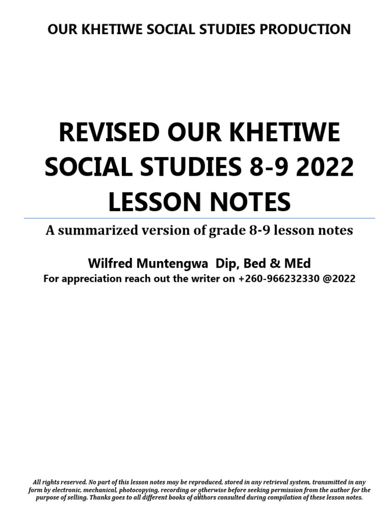 Revised Our Khetiwe Social Studies 8-9 2022 | PDF | Contour Line | Zambia