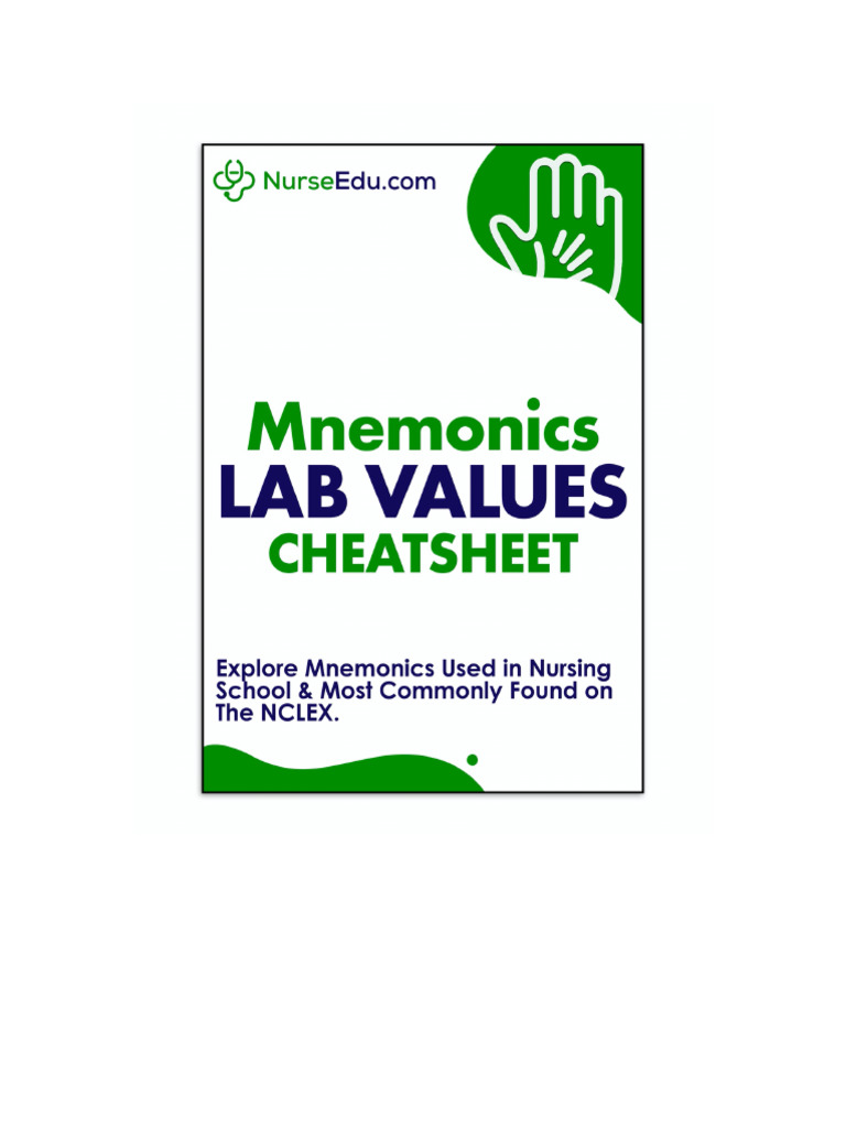 Lab Value Mnemonics | PDF | Anemia | Hepatitis