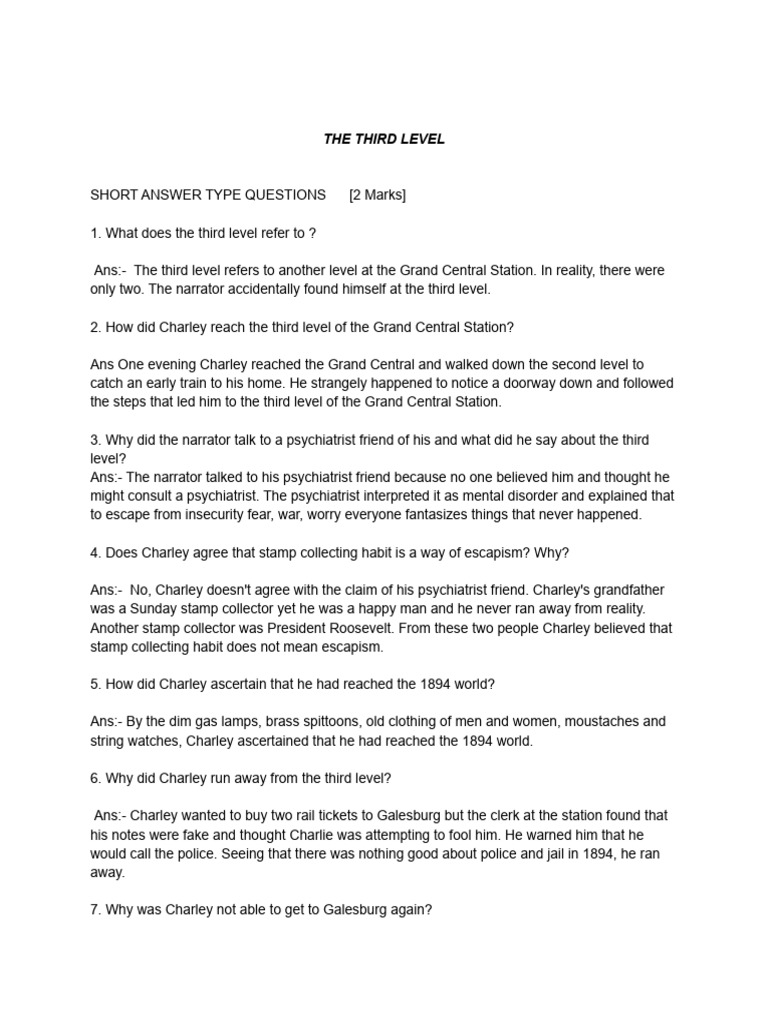 The Third Level | PDF