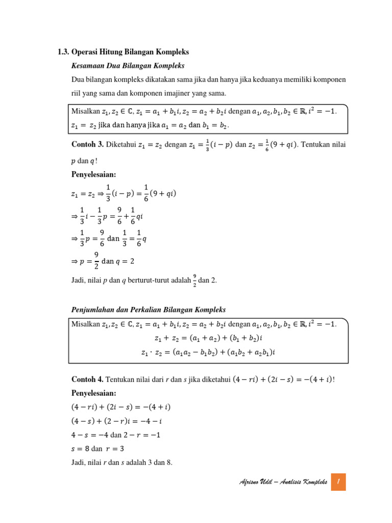 Operasi Hitung Bilangan Kompleks | PDF