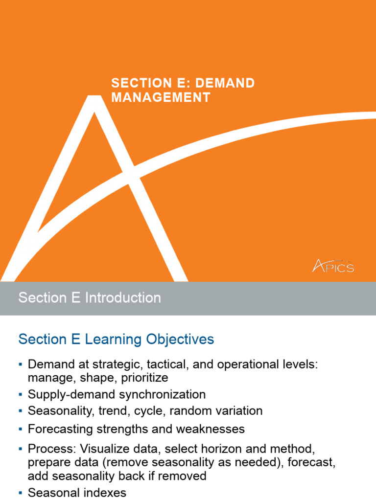 Apics Cpim Pt+1 Mod+1 Sece | PDF | Forecasting | Bias Of An Estimator