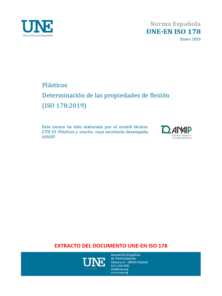 (Ex) Une-En Iso 178 2020 | PDF | El plastico | Materiales de construcción