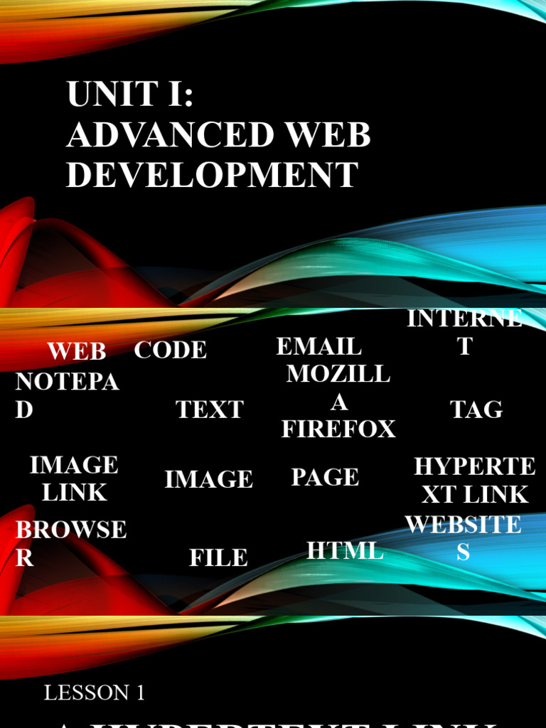 Lesson 8 Advanced Web Development | PDF | Hyperlink | Html Element Lesson 8 Advanced Web Development | PDF | Hyperlink | Html Element