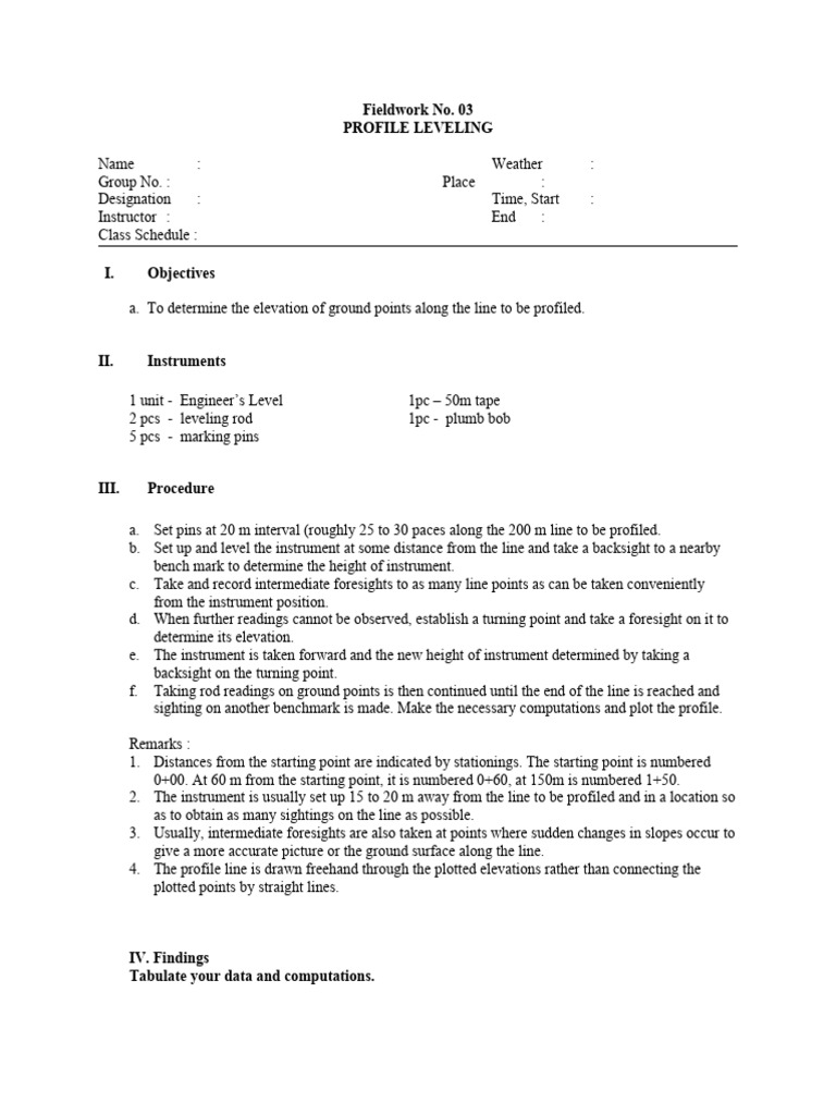 FW 3 Profile Leveling | PDF