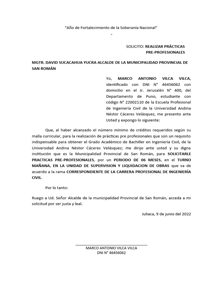 Solicitud de Practicas | PDF