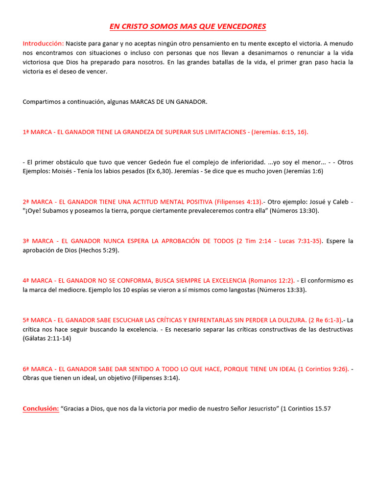 En Cristo Somos Mas Que Vencedores | PDF