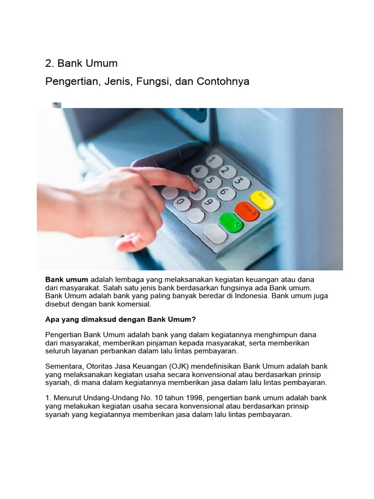 Pengertian dan Jenis Bank Umum | PDF
