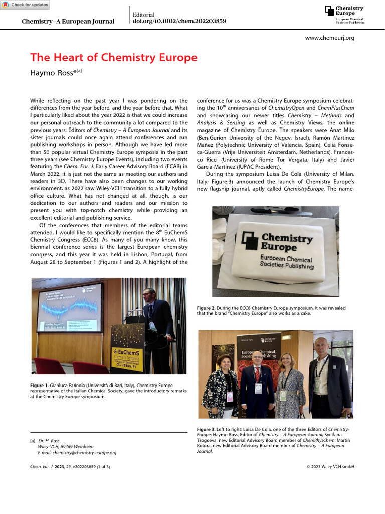 Chemistry A European J - 2023 - Ross - The Heart of Chemistry Europe ...