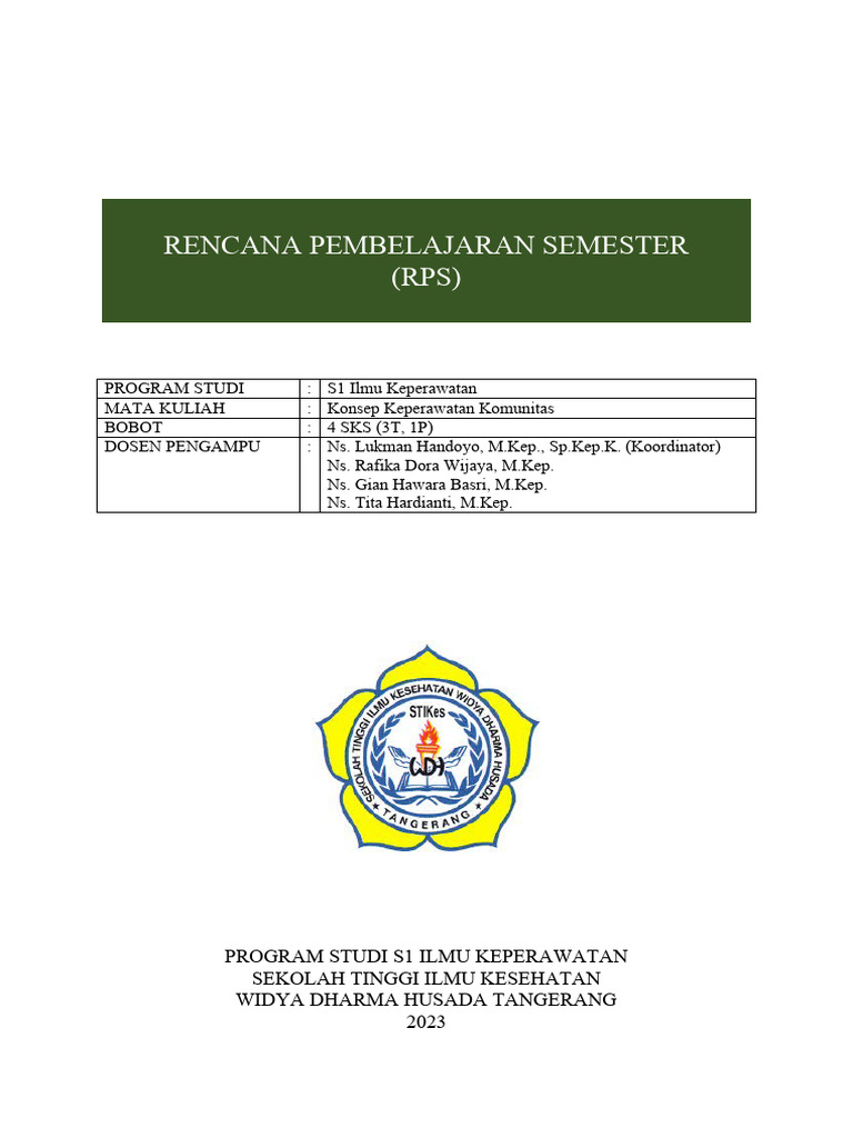 RPS Konsep Keperawatan Komunitas | PDF