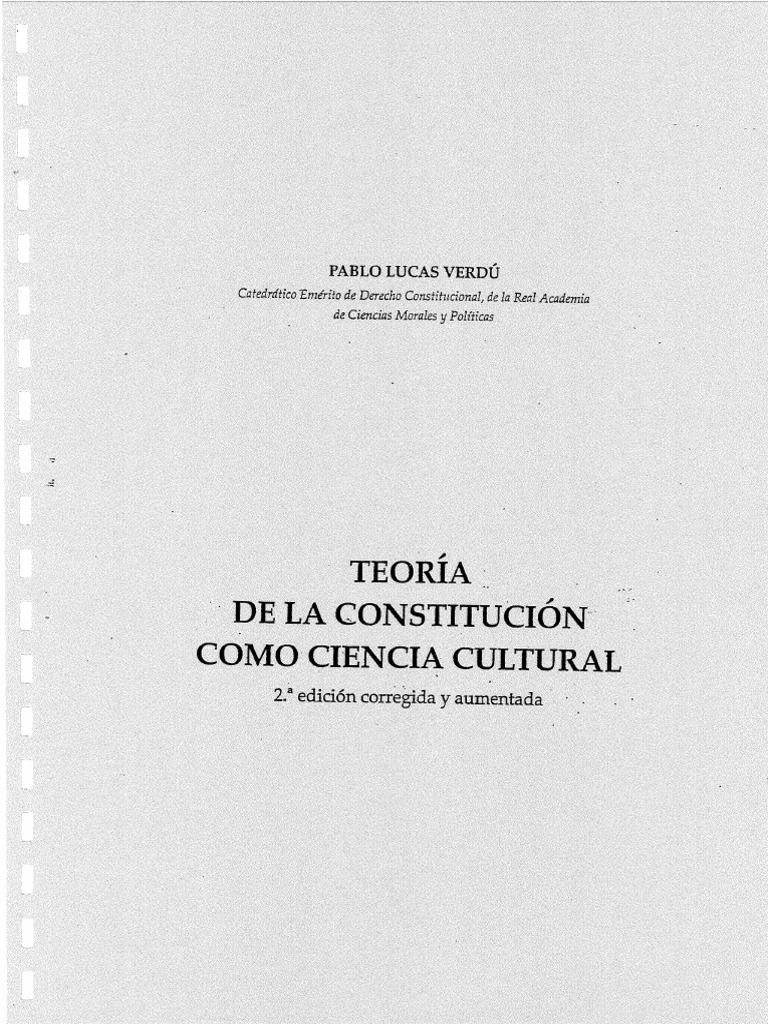 Pablo Lucas Verdú - Teoría de La Constitucion Como Ciencia Cultural | PDF Pablo Lucas Verdú - Teoría de La Constitucion Como Ciencia Cultural | PDF