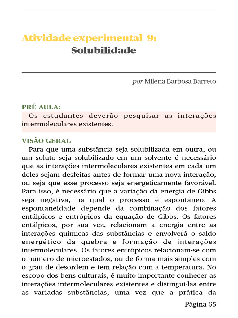 IC2 Atv Lab 3 | PDF | Solubilidade | Solvente