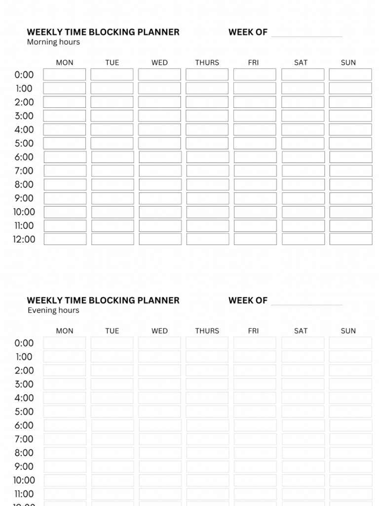 Weekly Time Blocking Planner | PDF