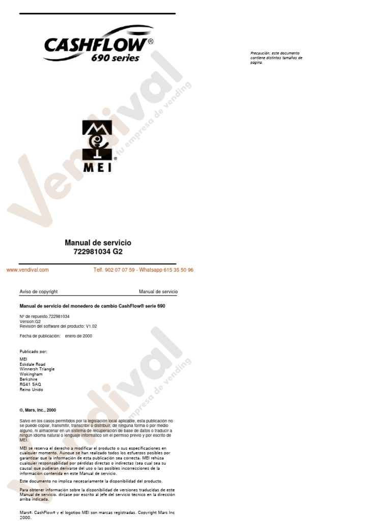 Manual Cash Flow 690 | PDF | Conector eléctrico | Tornillo