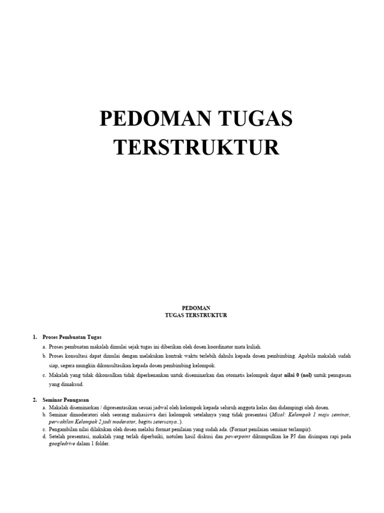 Pedoman Tugas Terstruktur | PDF