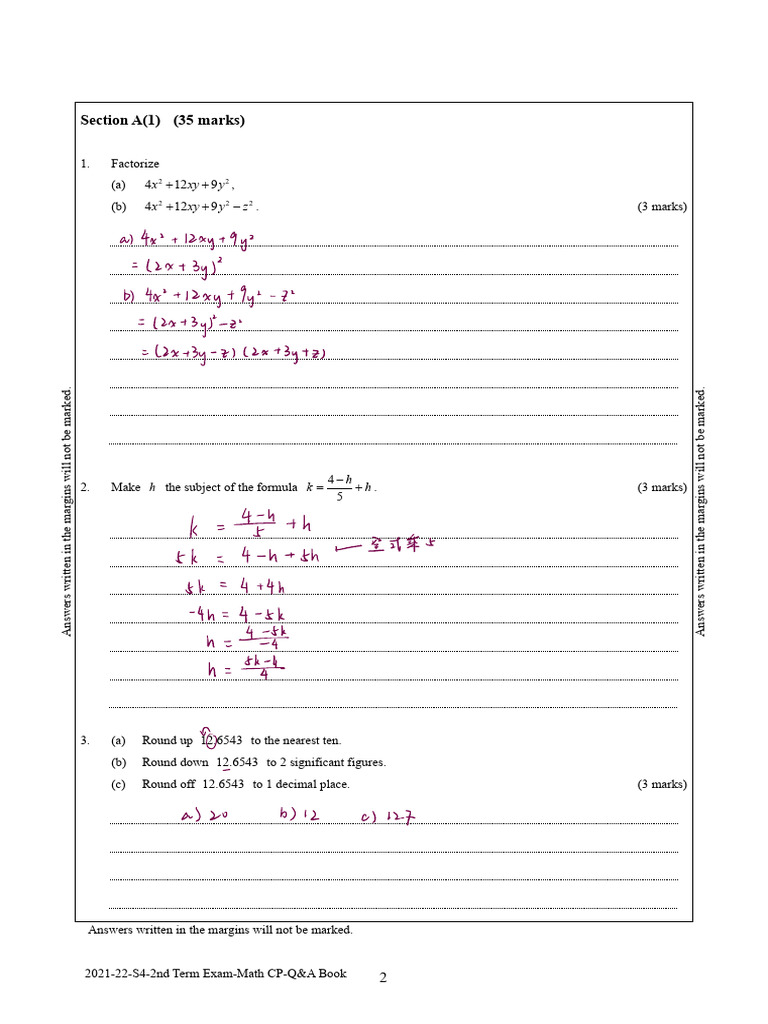 2021-22-S4-Exam 2-Math CP 1 2 | Download Free PDF | Area | Geometry