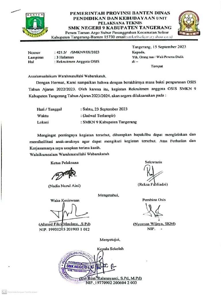 Surat Rekomendasi Osis 2 1 | PDF