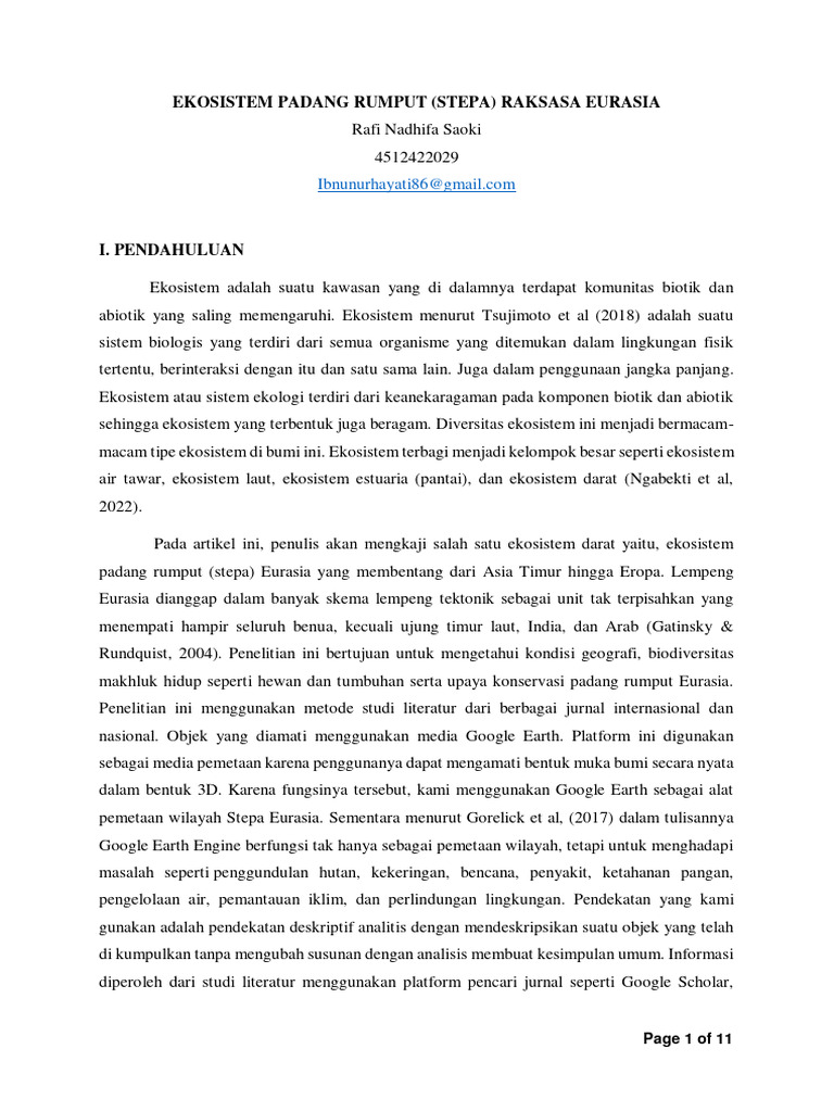 Ekosistem Stepa Eurasia | PDF