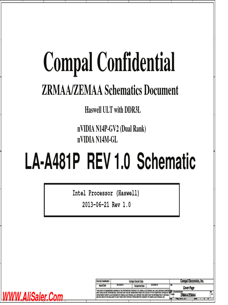 Toshiba Satellite E55 ZRMAA Compal LA-A481P Rev1.0 Schematic | PDF ...