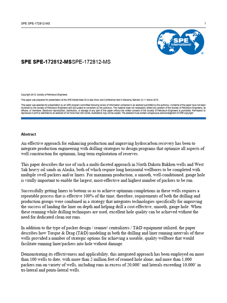 Dokumen - Tips - Spe Spe 172812 Msspe 172812 Ms | PDF | Oil Well | Petroleum