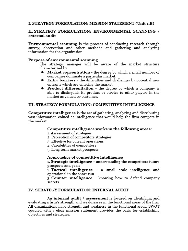 Module 3. Unit 1. Strategic Formulation | PDF | Strategic Management | Swot Analysis