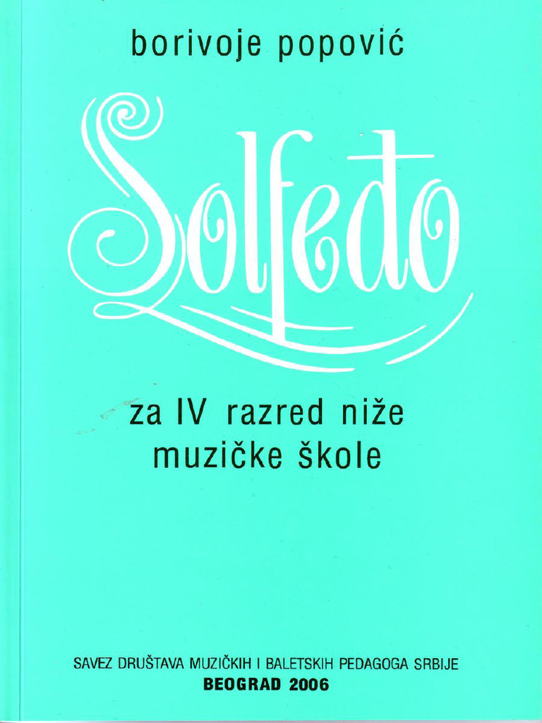 Borivoje Popovic Solfedjo Za IV Razred | PDF