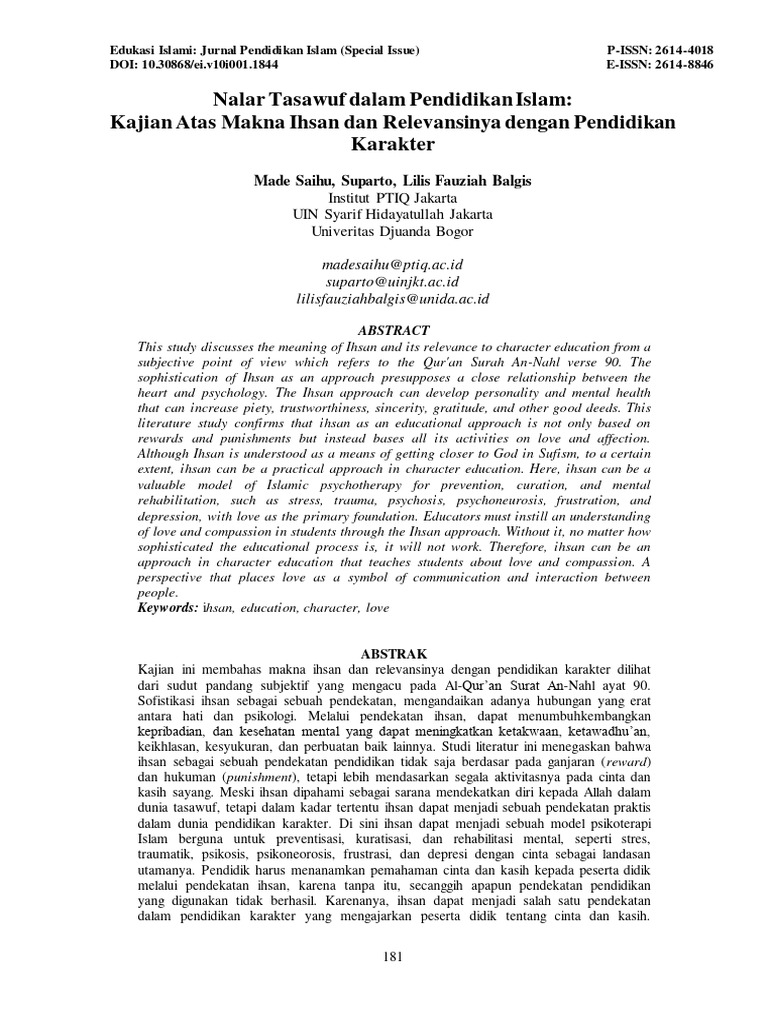 Ihsan: Islamic Character Education | PDF | Love | Monotheism