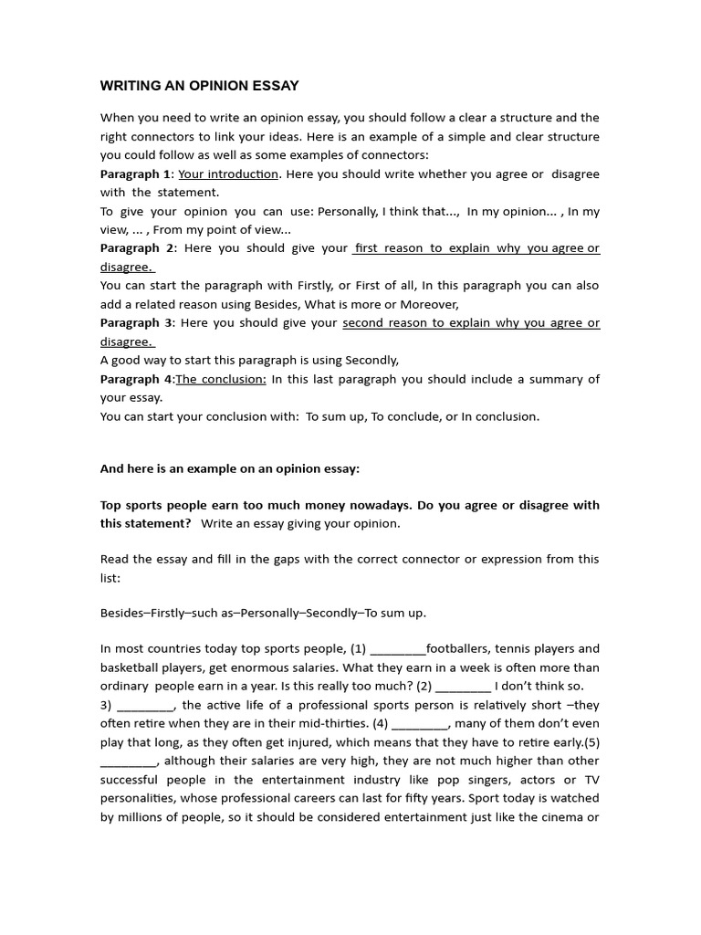 How to Write an Opinion Essay | PDF