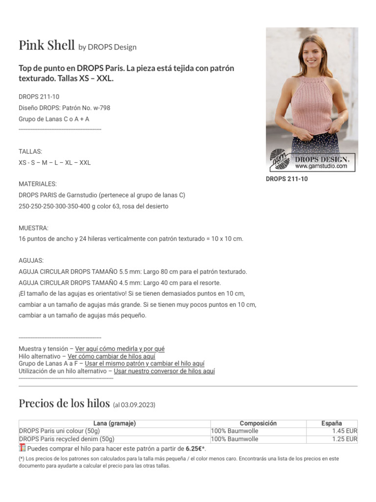 Pink Shell - Top de Punto en DROPS | PDF