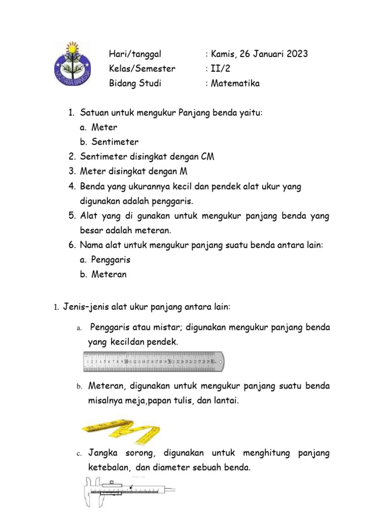 Rangkuman MTK Tema 5 | PDF