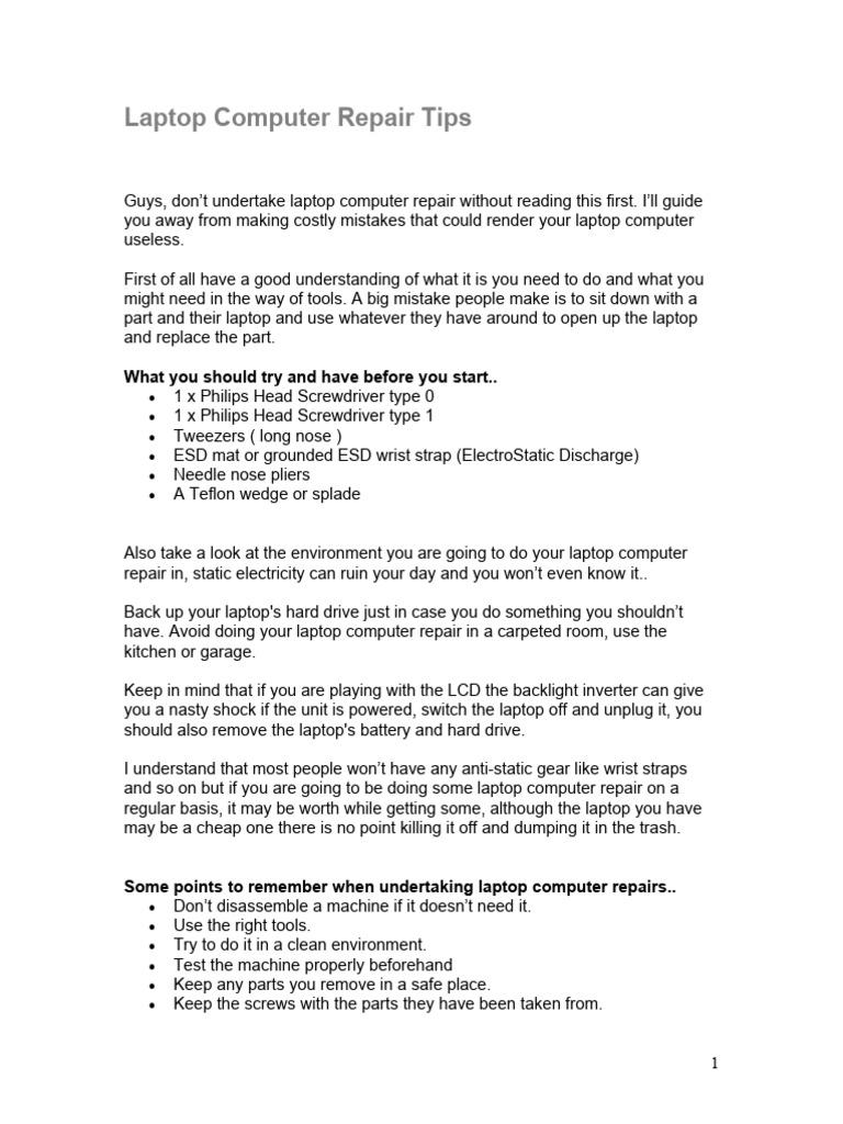 Laptop Computer Repair Tips | PDF | Laptop | Computer Keyboard