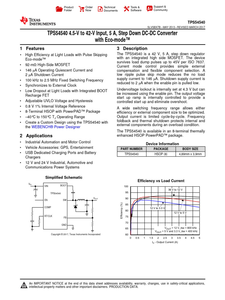 Tps 54540 | PDF | Electrostatic Discharge | Amplifier