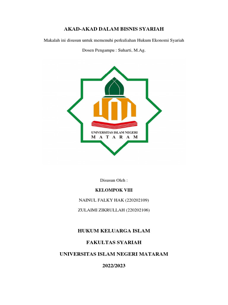 Akad-Akad Dalam Bisnis Syariah | PDF | Hukum