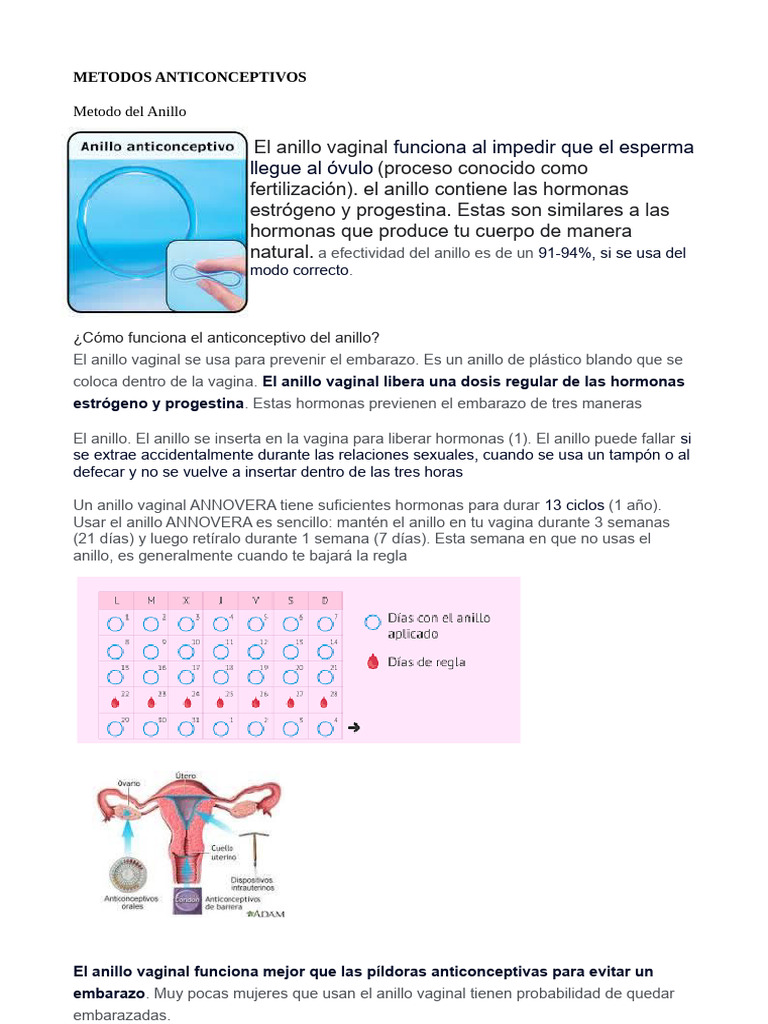 Métodos Anticonceptivos | PDF | Control de la natalidad | Píldora ...