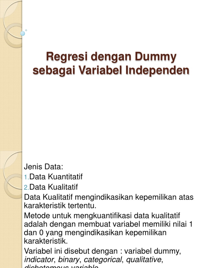 Regresi Dengan Dummy Sebagai Variabel in Depend en | PDF | Metode ...