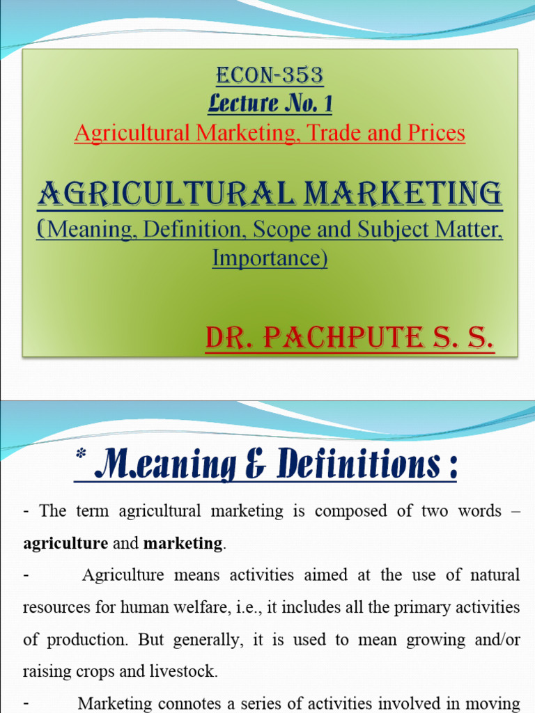 1) Agricultural Marketing | PDF | Agriculture | Farms