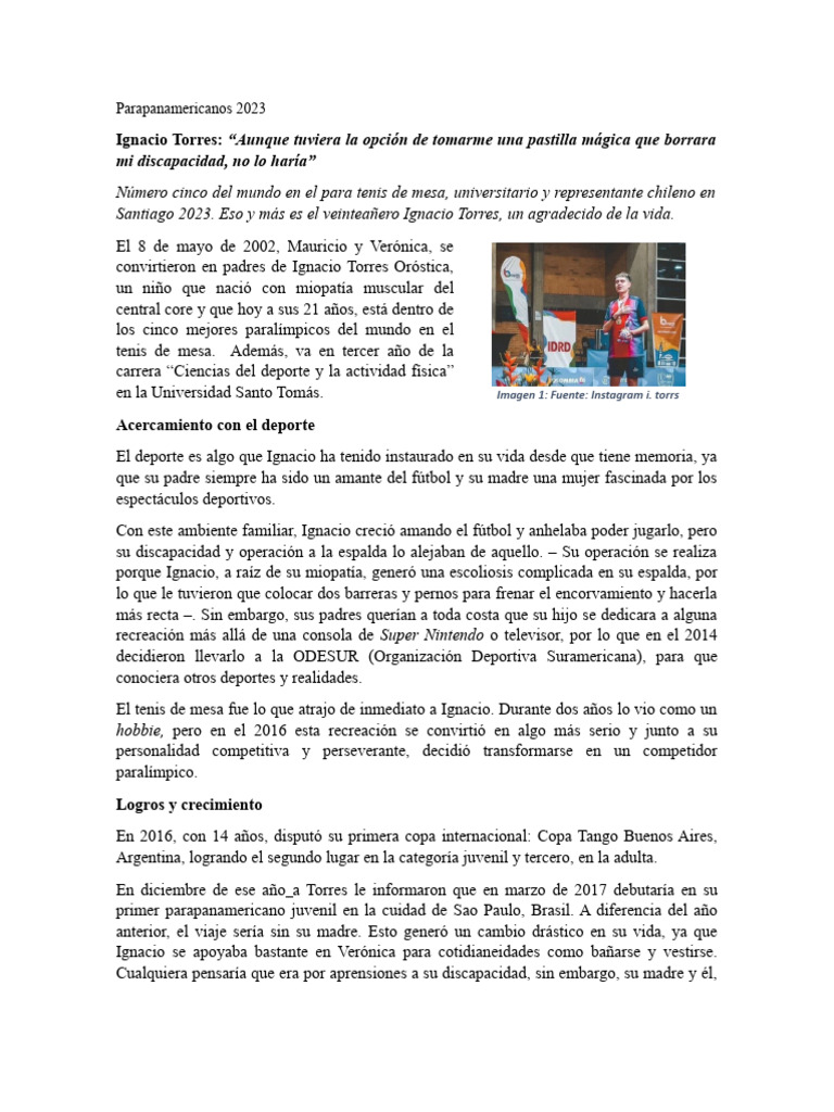 Ignacio Torres: Inspiración Paralímpica | PDF