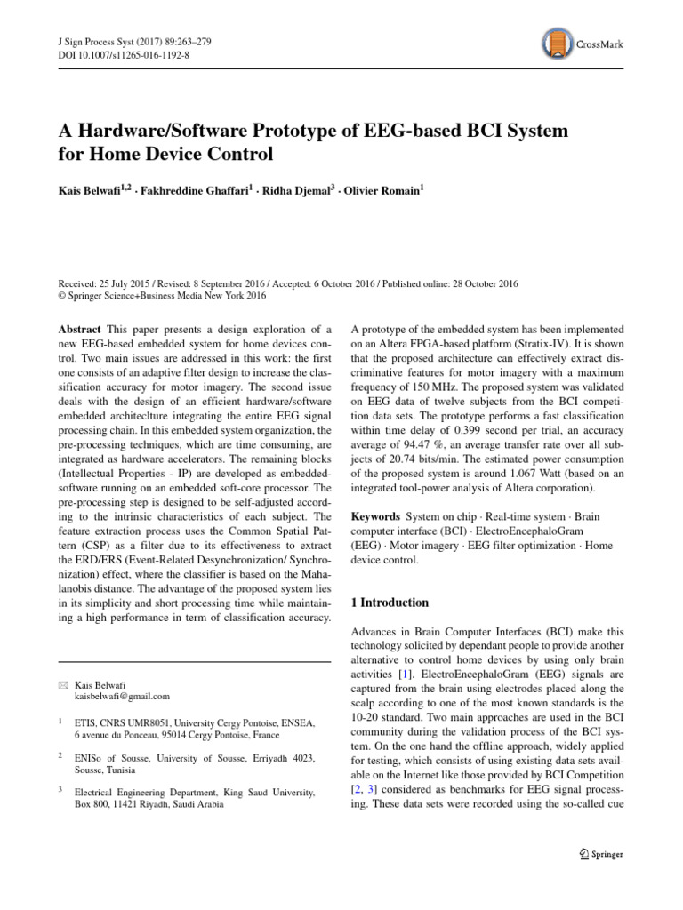 A Hardware/Software Prototype of EEG-based BCI System For Home Device Control | PDF ...
