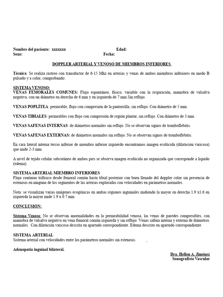 Doppler Venoso y Arterial | PDF