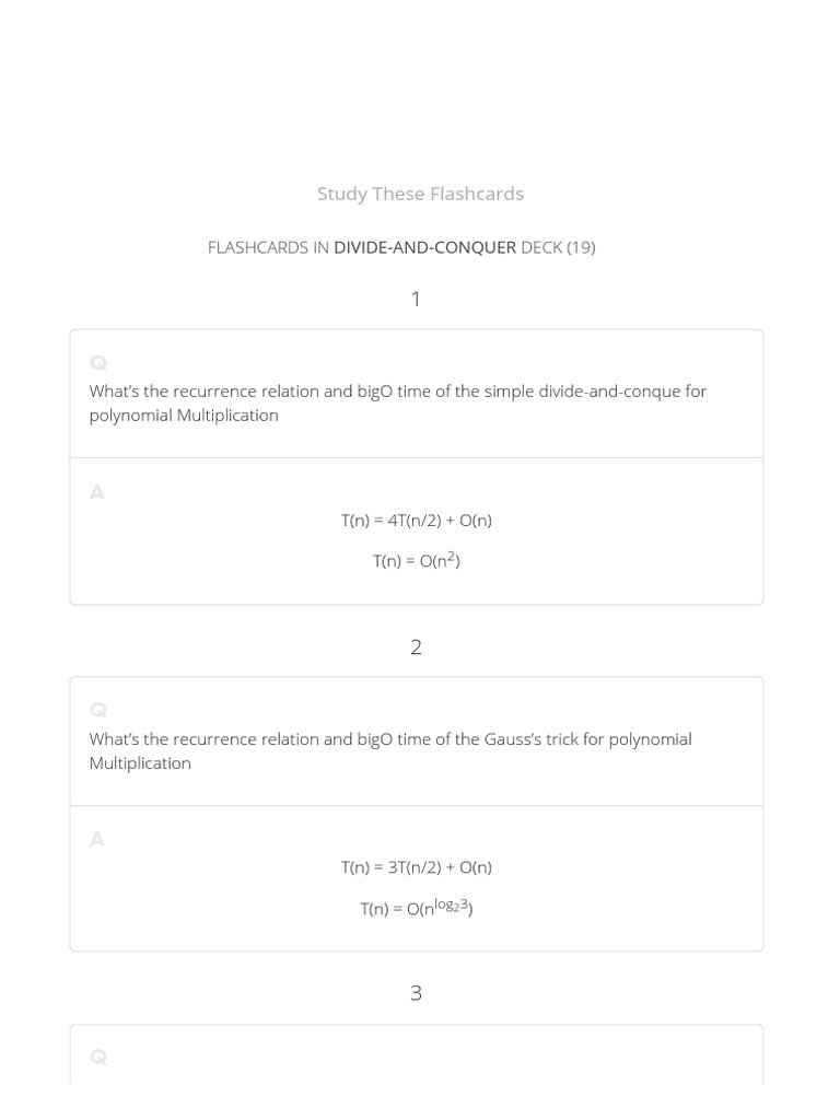 Divide-and-Conquer Algorithms Flashcards | PDF | Theoretical Computer ...