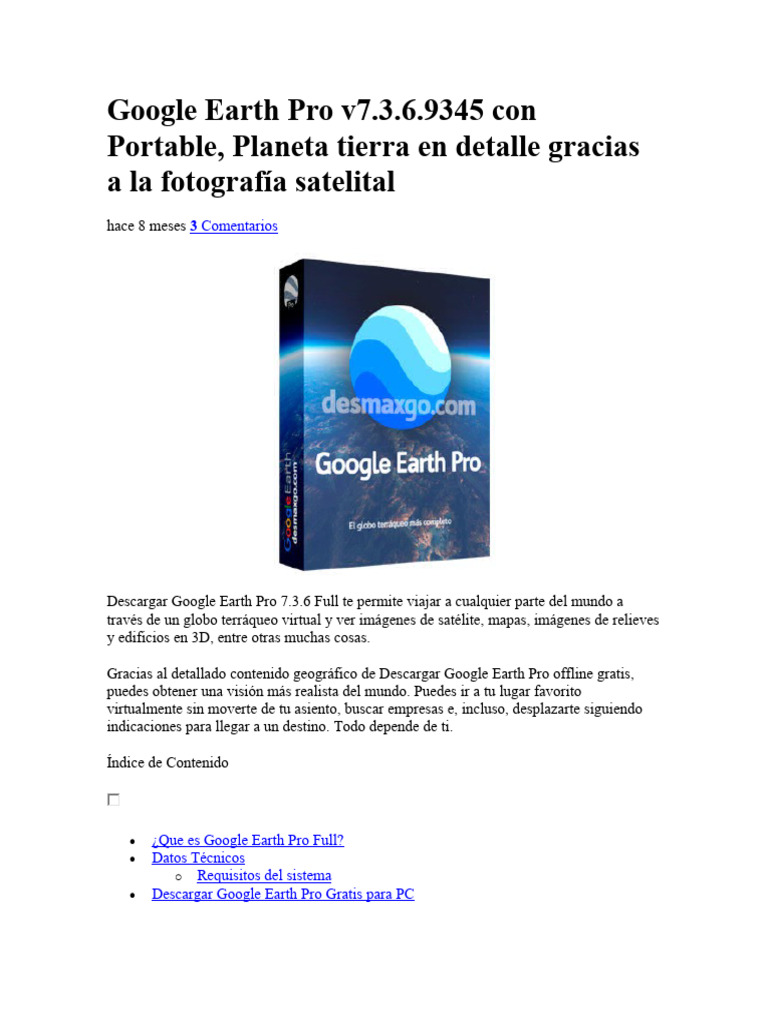 Google Earth Pro 7.3.6: Descarga Gratis | PDF | Informática ...