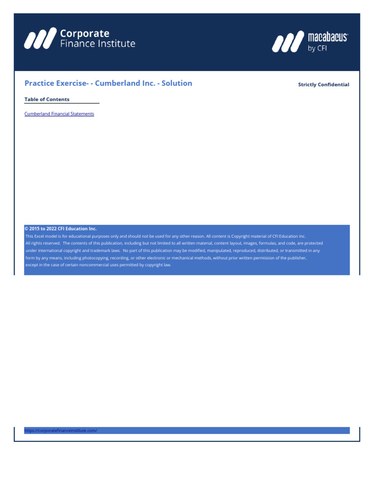 11.1. Practice Exercise - Cumberland Inc - Blank | PDF | Equity (Finance) | Retained Earnings