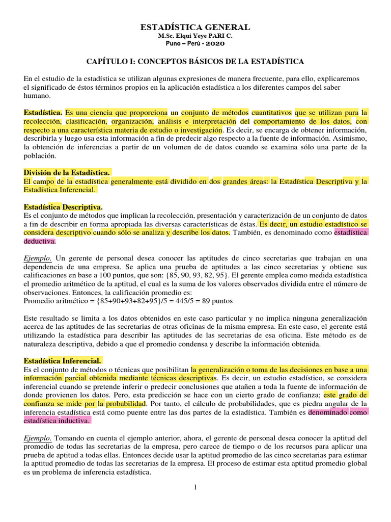 Conceptos Basicos de La Estadistica | PDF | Estadísticas | Estadísticas descriptivas