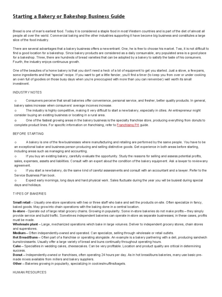 Starting a Bakery or Bakeshop Business Guide | Bakery | Dough