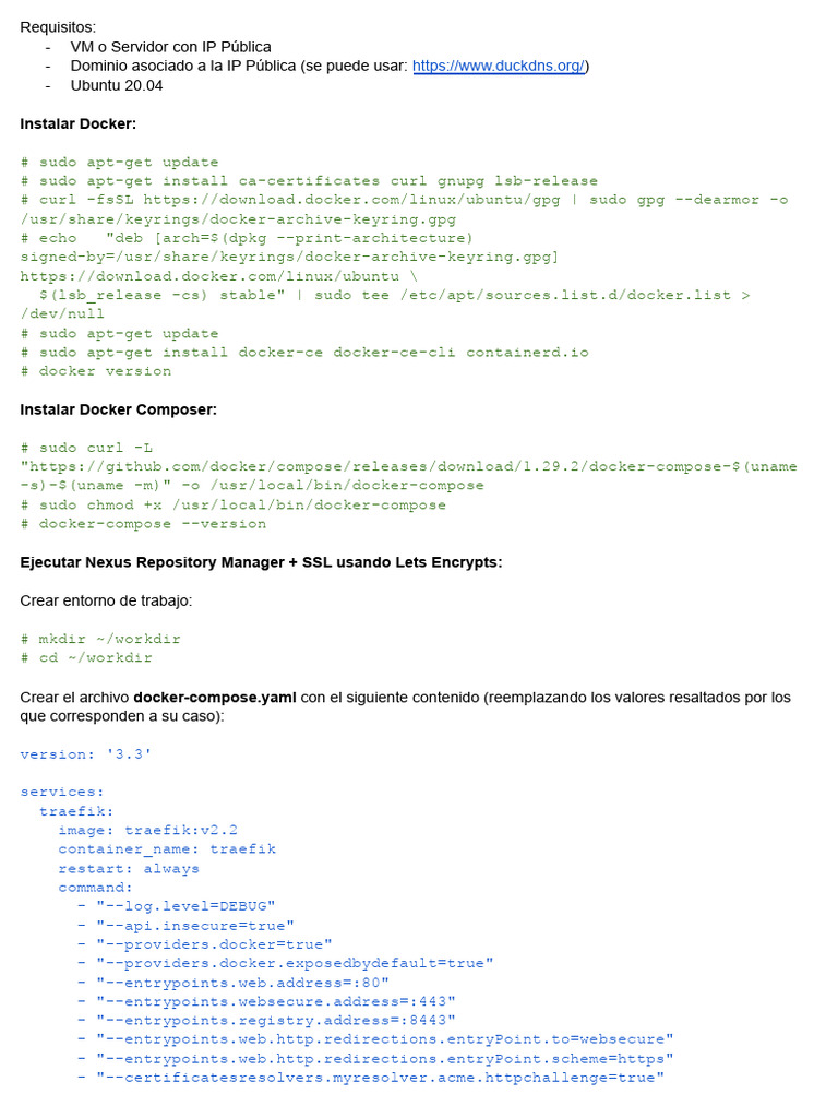 Instalar Nexus + SSL Con Docker Compose | PDF | Linux Distribution | Interoperability