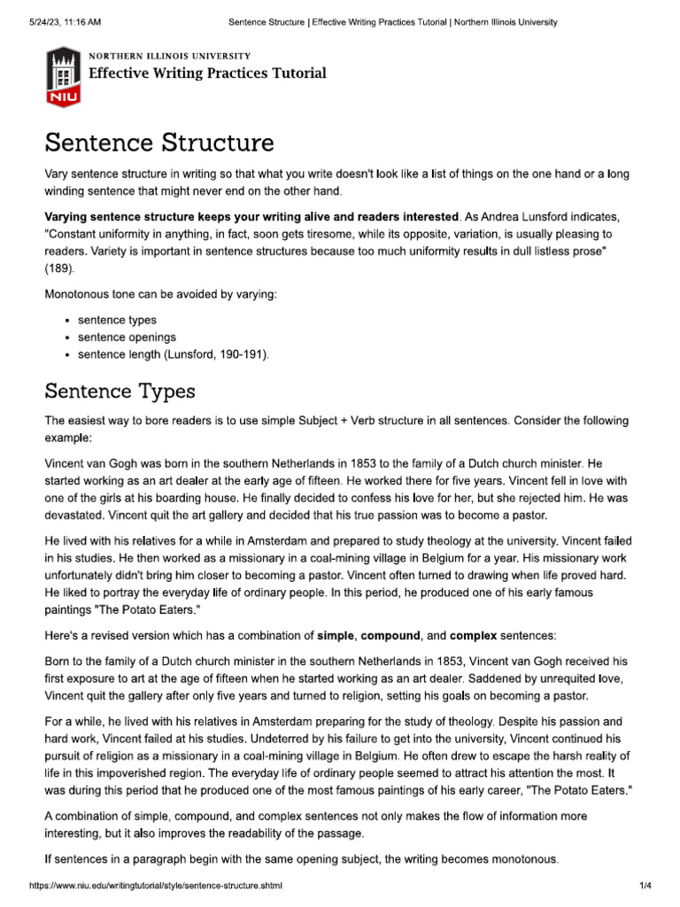 Sentence Structure | PDF