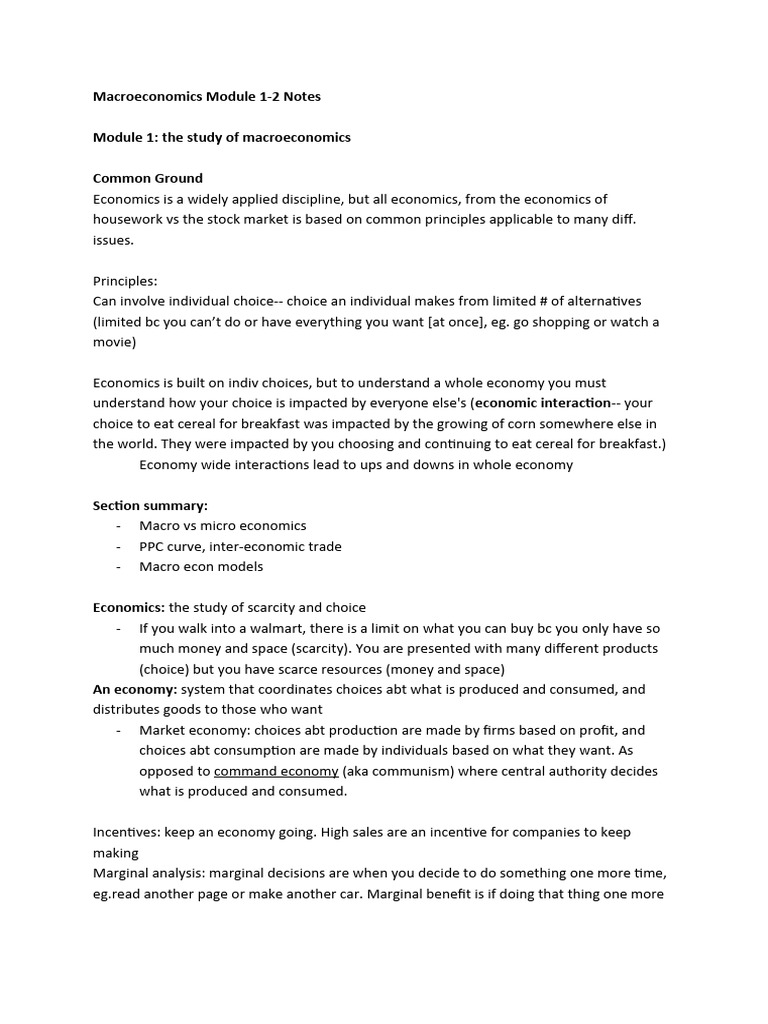 Macroeconomics Module 1-2 Notes | PDF | Cost Of Living | Economics