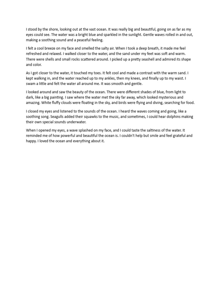 Descriptive Essay About The Ocean | PDF | Travel | Art