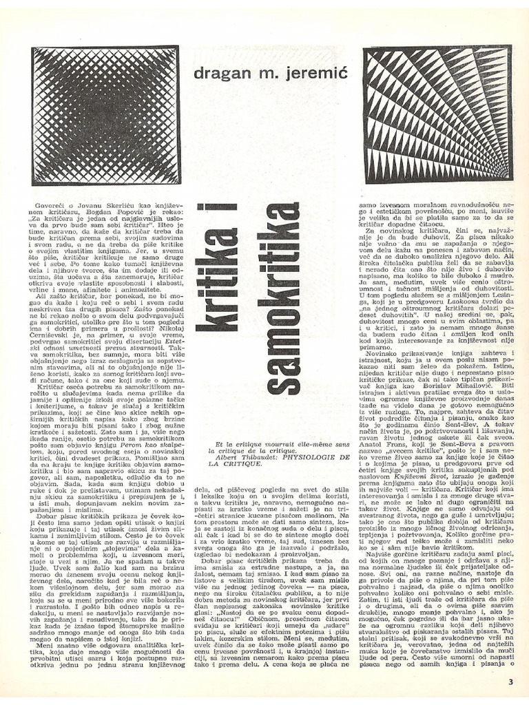 Dragan M Jeremic, Kritika I Samokritika | PDF